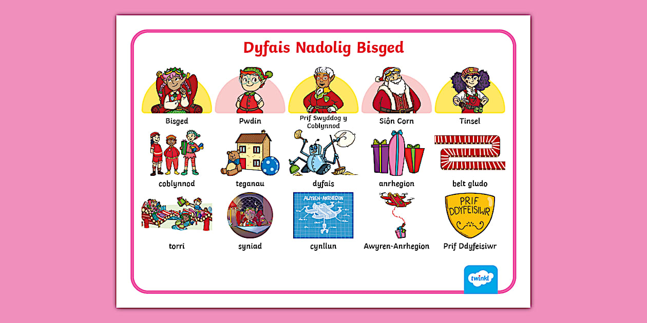 Dyfais Nadolig Bisged: Mat Geiriau (Teacher-Made) - Twinkl