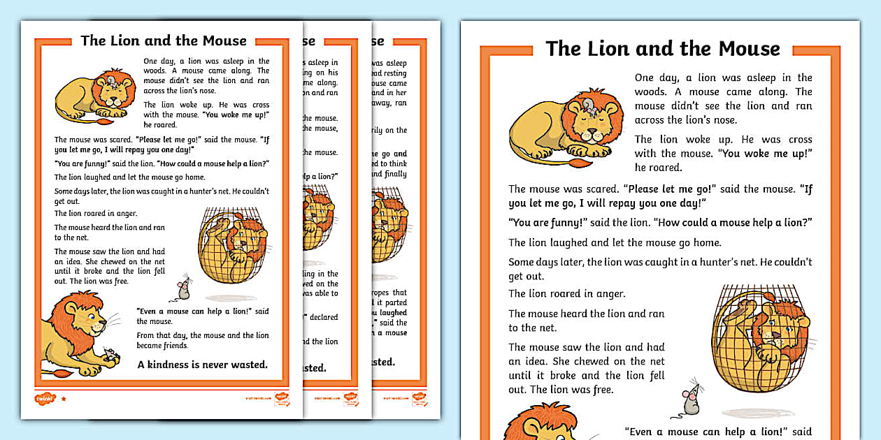 Higher Ability The Lion and the Mouse Story (teacher made)