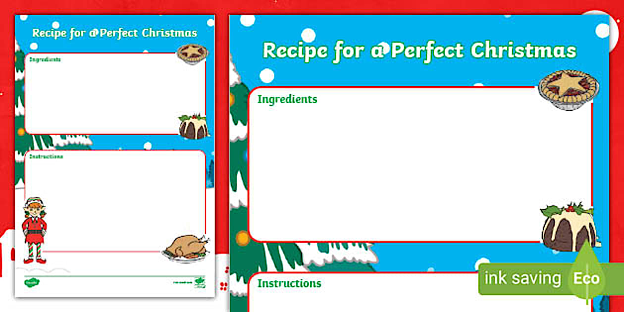 Editable Recipe for a Perfect Christmas Writing Frame