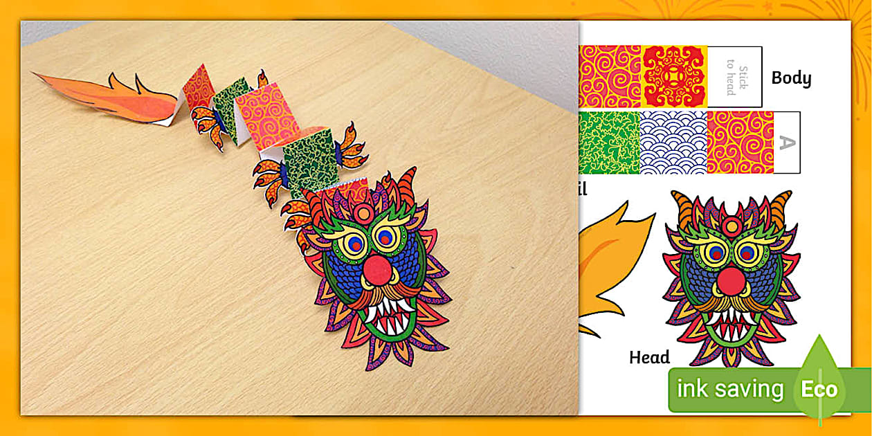 Lunar New Year Paper Dragon Craft (teacher made) - Twinkl