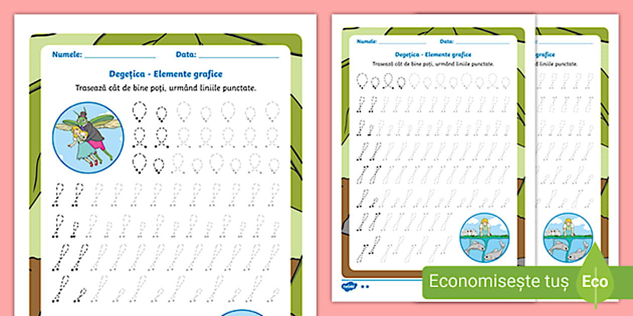 Degețica - Fișe cu semne grafice (teacher made) - Twinkl