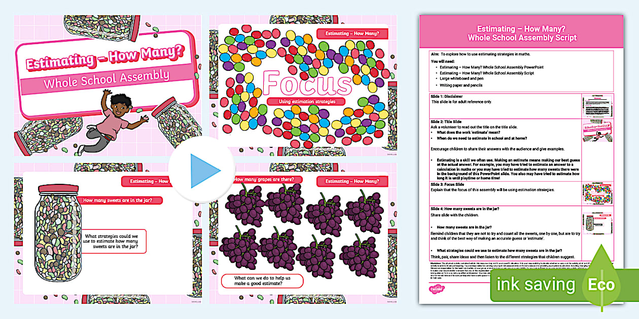 👉 Maths Assembly PowerPoint with Script: Estimating – How Many?