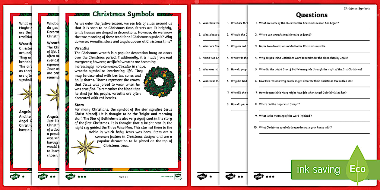 CfE Christmas Symbols Differentiated Reading Comprehension Activity
