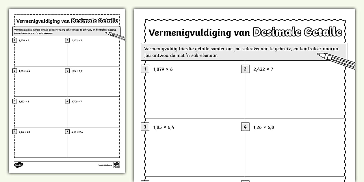 Graad 7 Wiskunde: Vermenigvuldiging van Desimale Getalle