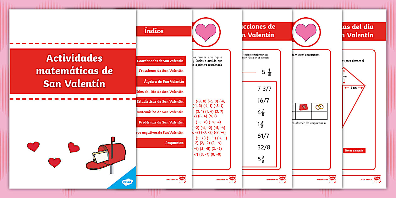 Cuadernillo: Actividades matemáticas de San Valentín - Tercer Ciclo