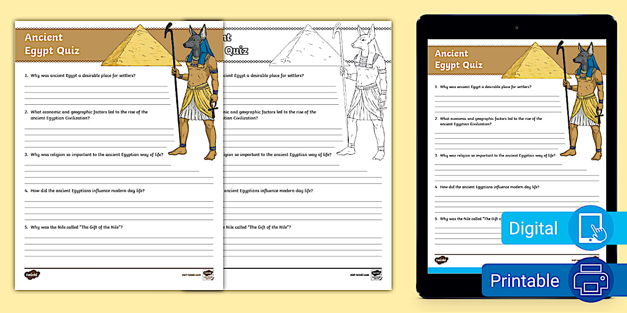 Sixth Grade Ancient Egypt Quiz (teacher made) - Twinkl