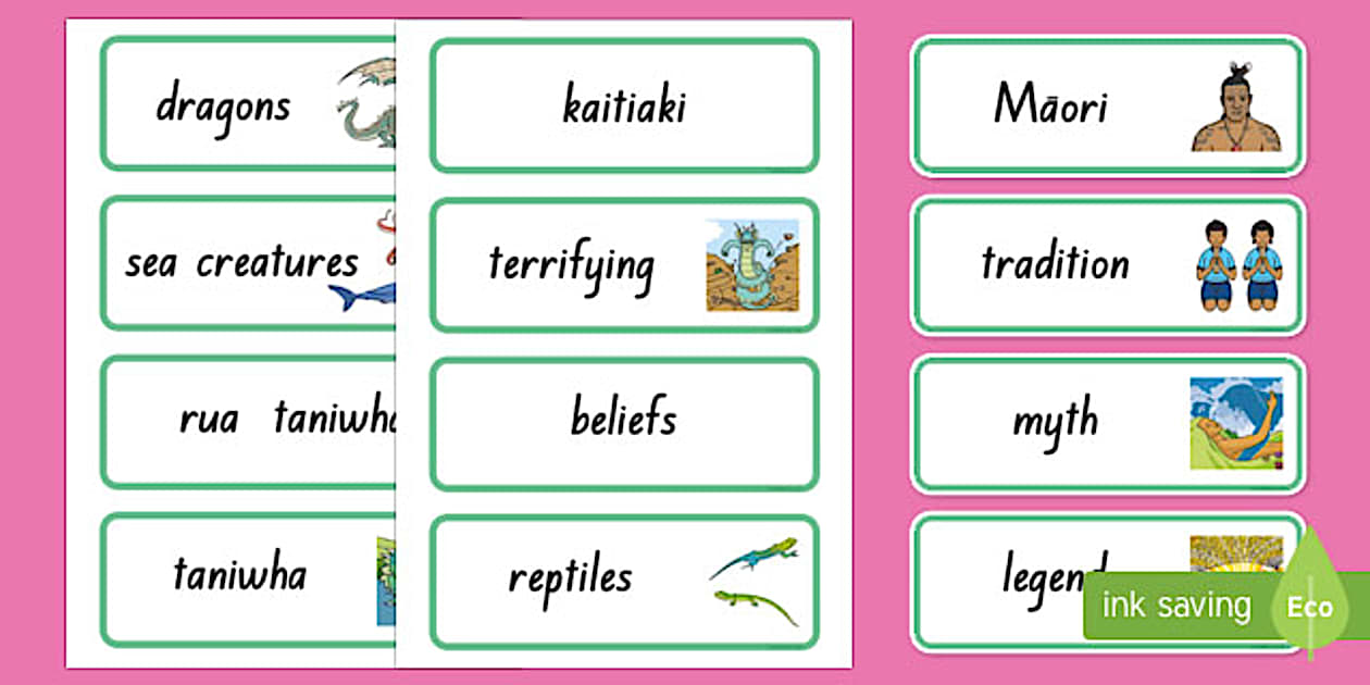 Editable Taniwha Word Cards (l'enseignant a fait) - Twinkl