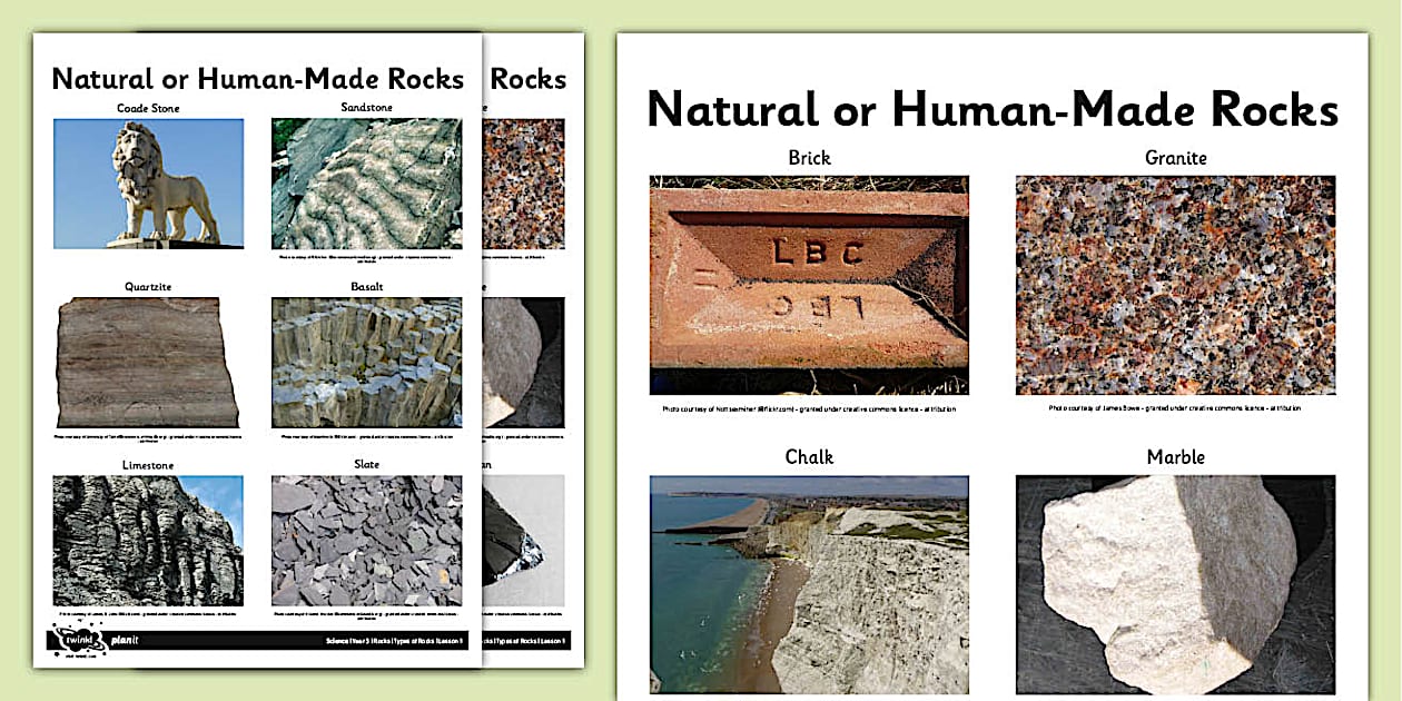 Natural or Man-Made Rocks KS2 Picture Sheet (teacher made)