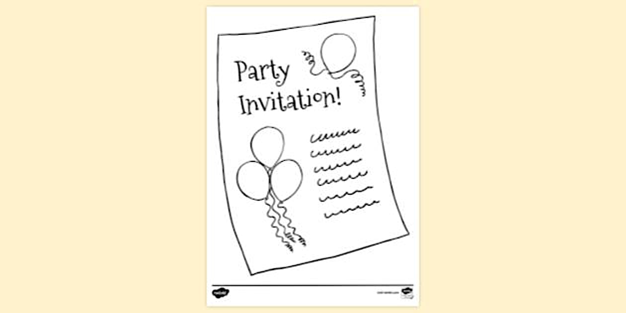 Party Invitation Colouring Sheet | Colouring Sheets