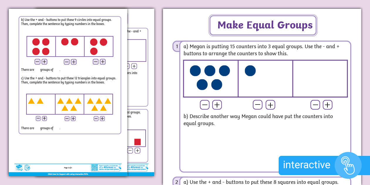 👉 Interactive PDF Y2 WRM Spring 1: Make equal groups