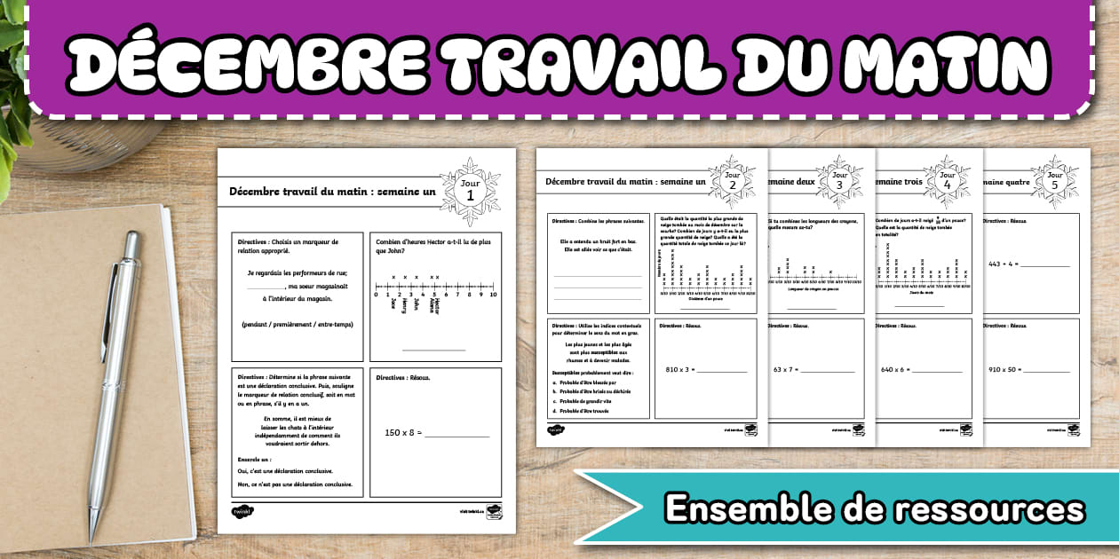 Grade 5 French Morning Work Pack December