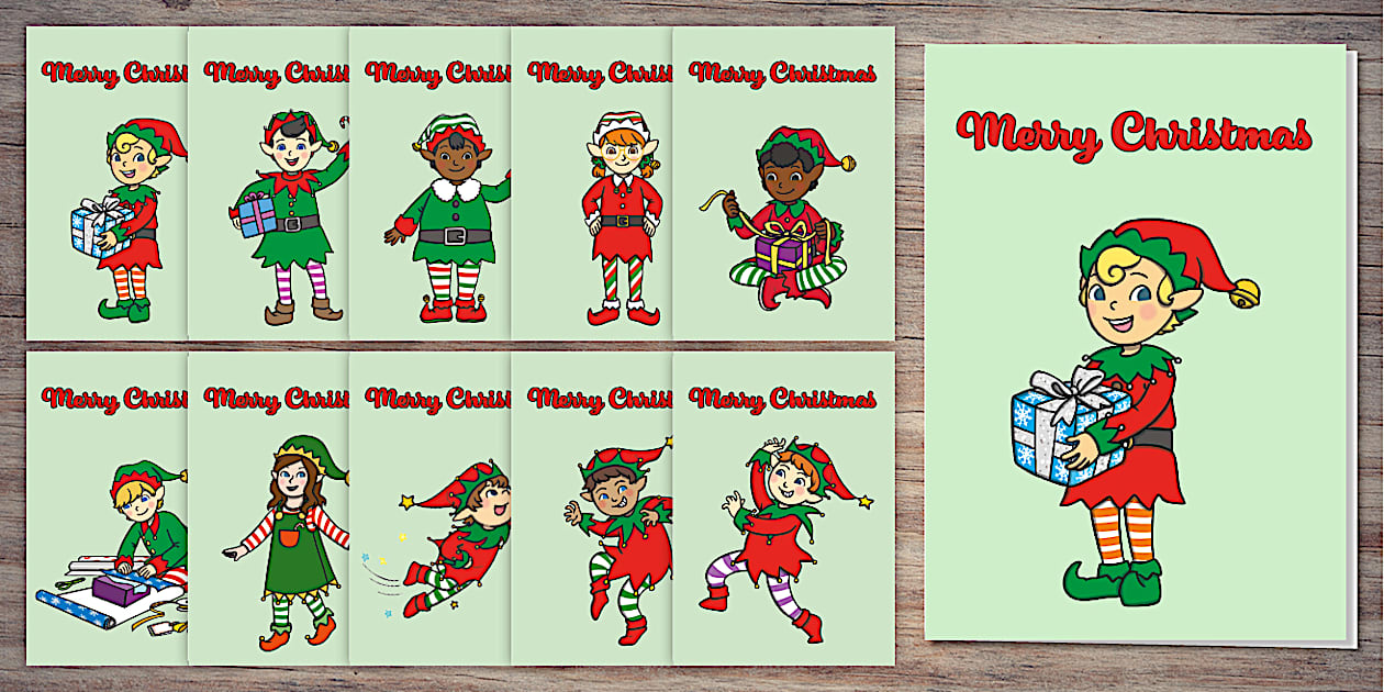 Christmas Elves Card Pack | Twinkl Party (teacher made)