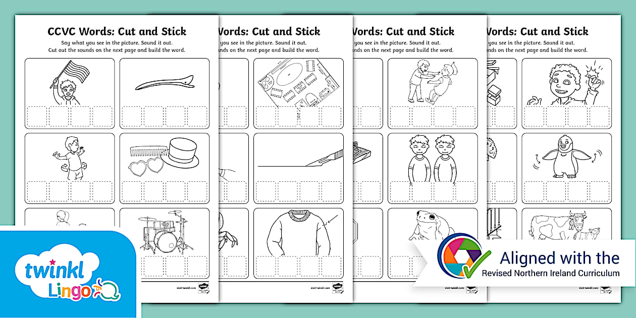Linguistic Phonics Stage 2 CCVC Cut and Stick Worksheets