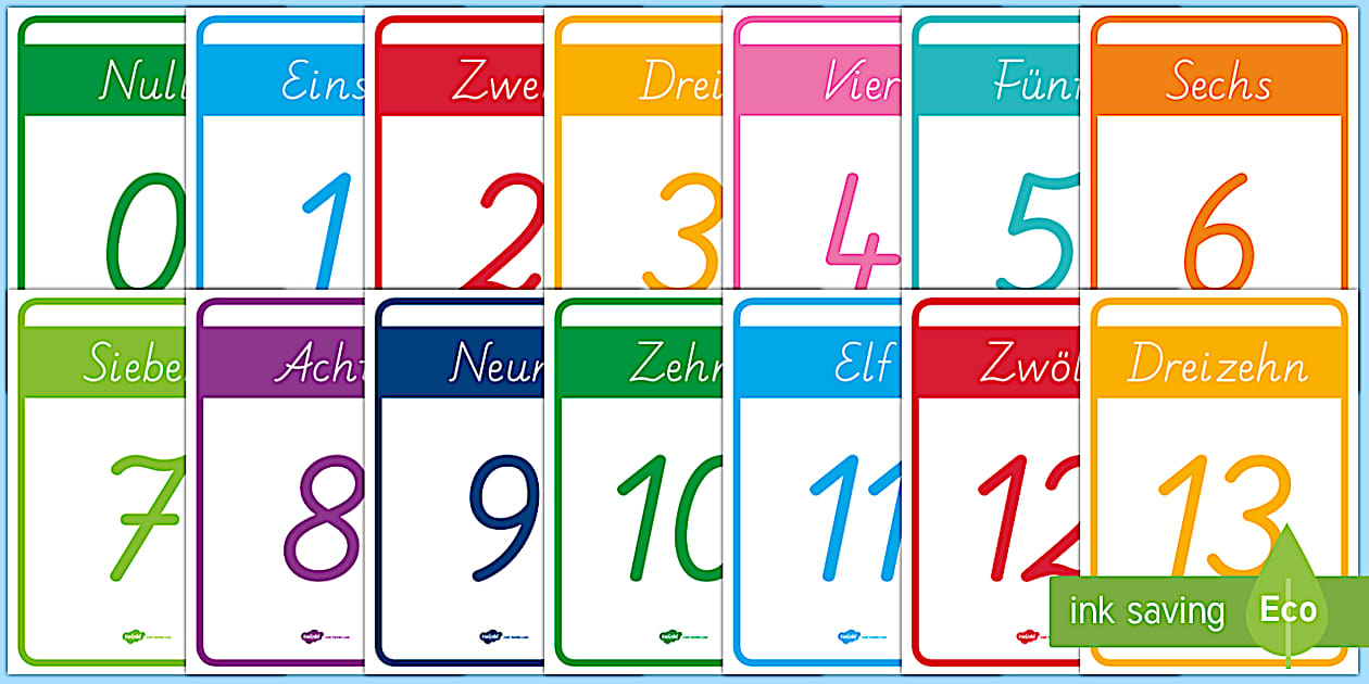 Zahlen 0-20 Poster DIN A4 (l'enseignant a fait) - Twinkl