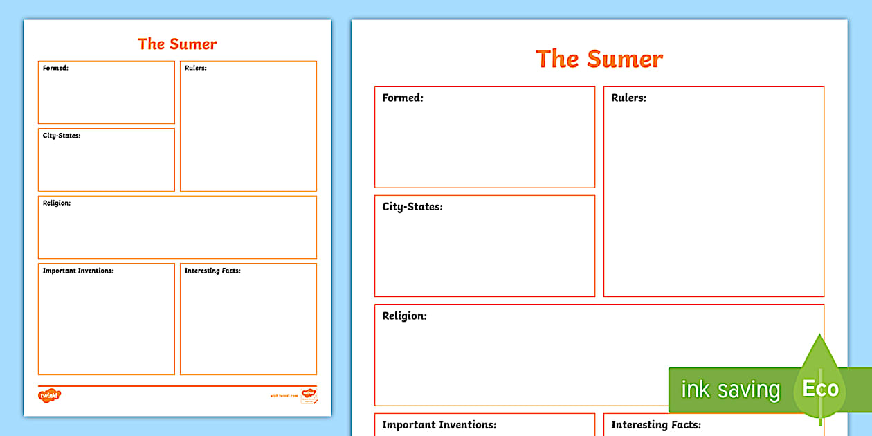 Ancient Mesopotamia: Sumer Worksheet (Teacher-Made) - Twinkl