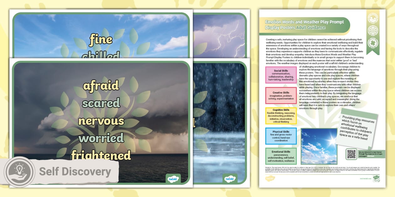 Emotion Words and Weather Play Prompt Display Posters