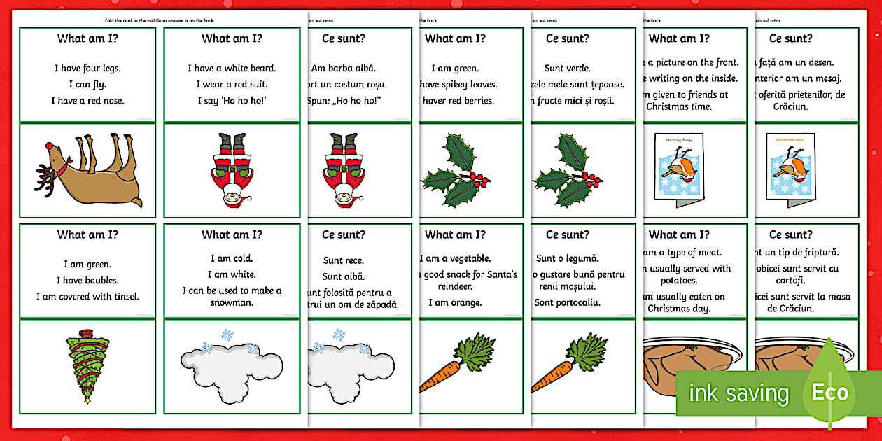 What am I? Christmas Guessing Game English/Romanian - Twinkl