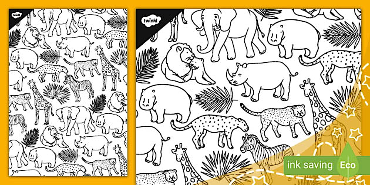 Safari Pattern Doodle Colouring Sheet (teacher made)