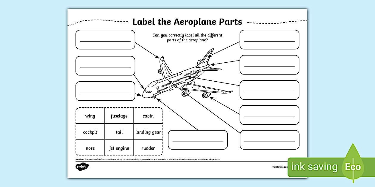 Label the Aeroplane Parts - Twinkl - KS1 (teacher made)