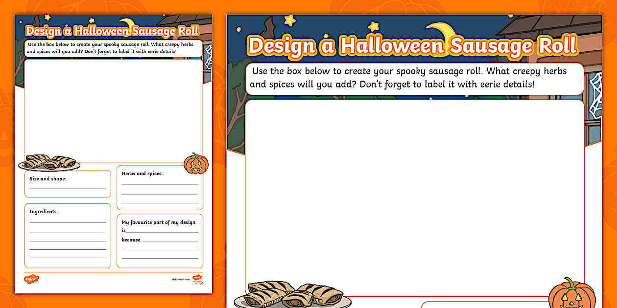 Design a Halloween Sausage Roll Worksheet - Twinkl
