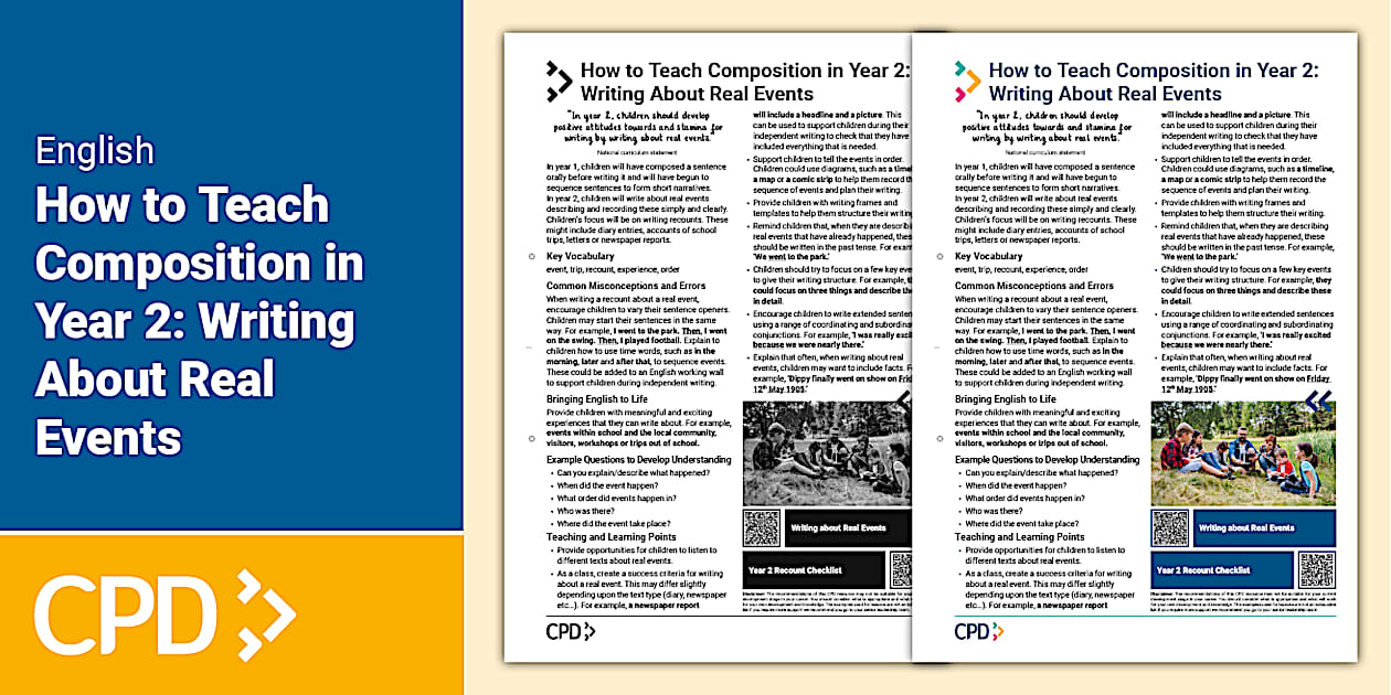 How to Teach Composition in Year 2: Writing About Real Events