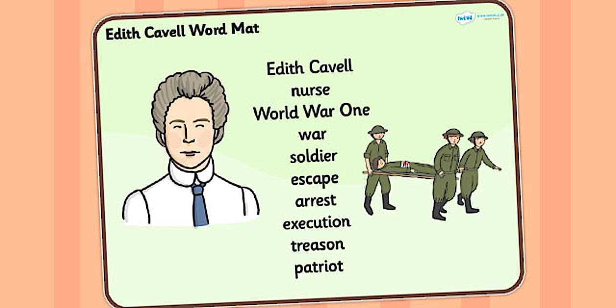 Cursive Edith Cavell Word Mat (teacher made) - Twinkl