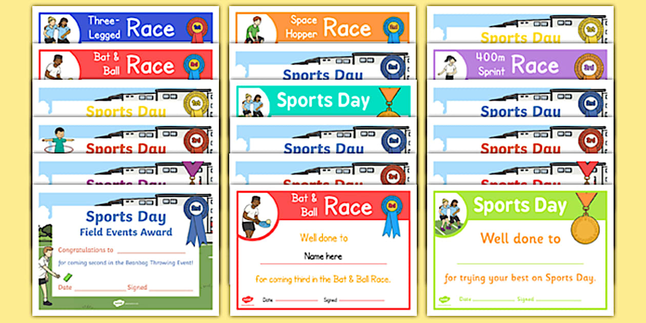 EYFS Races and Field Events Sports Day Certificate Pack