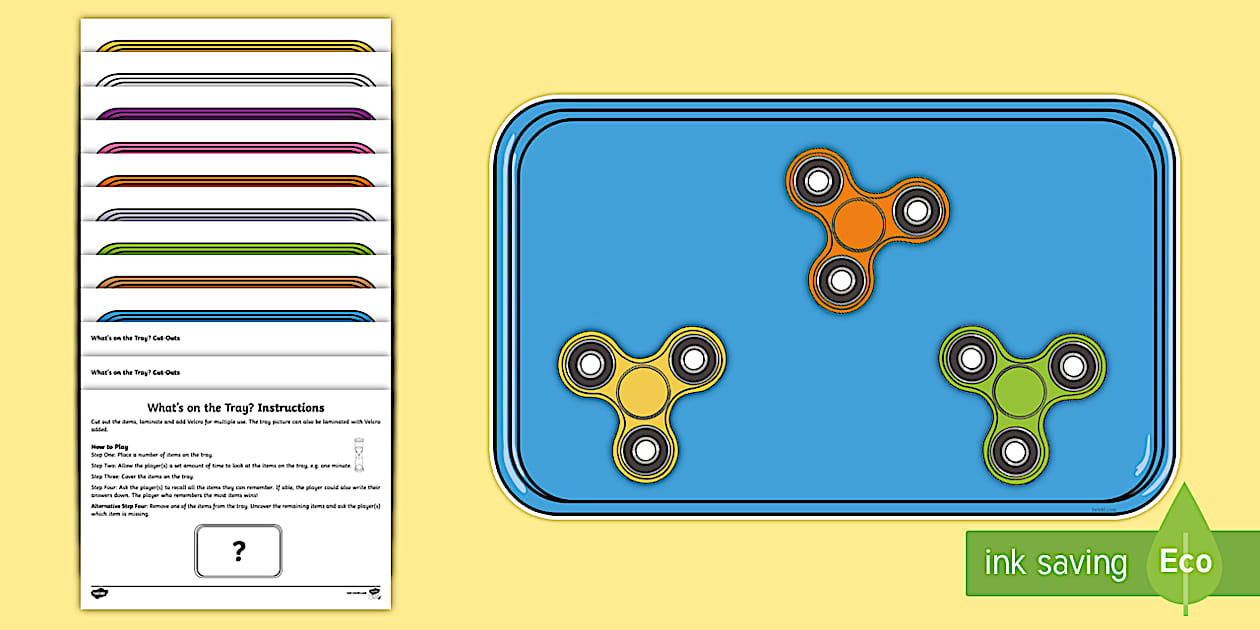 What's on the Tray? Fidget Spinner Colours Memory Activity Pack