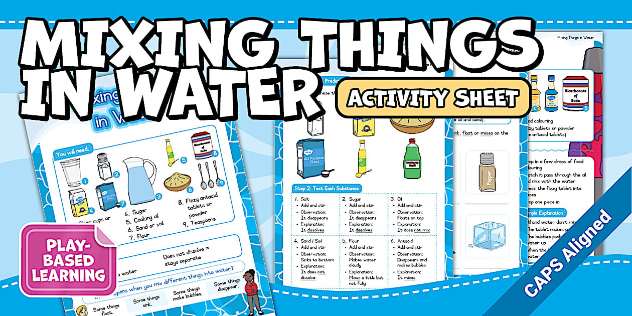 Grade R LS - Water - Activity Sheet: Mixing Things in Water
