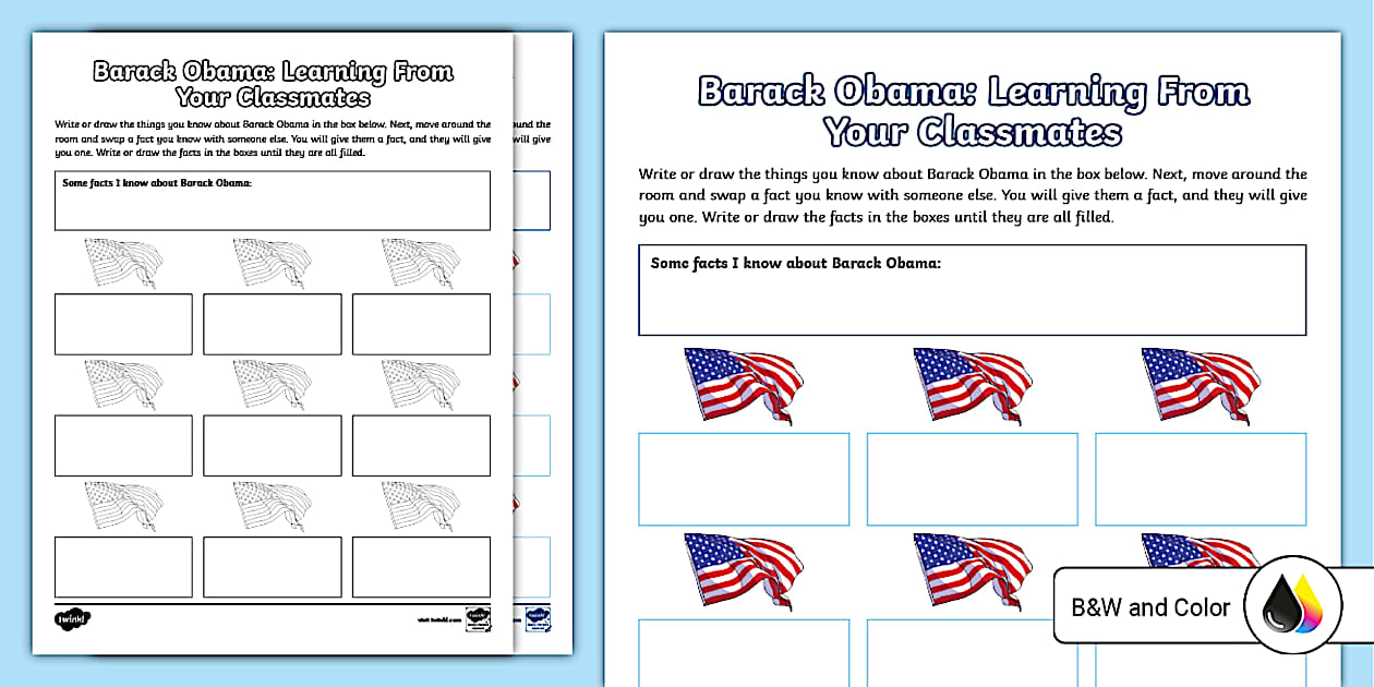 Barack Obama Worksheet for 3rd-5th Grade | Twinkl USA