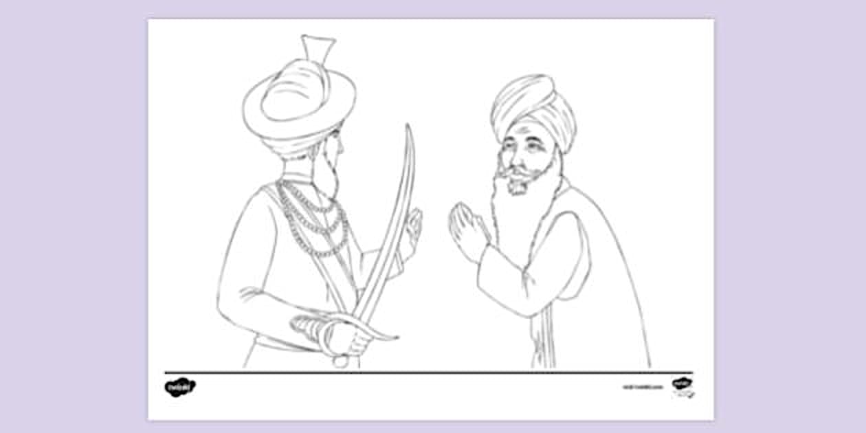 Guru Gobind Singh and Volunteer Colouring | Colouring Sheet