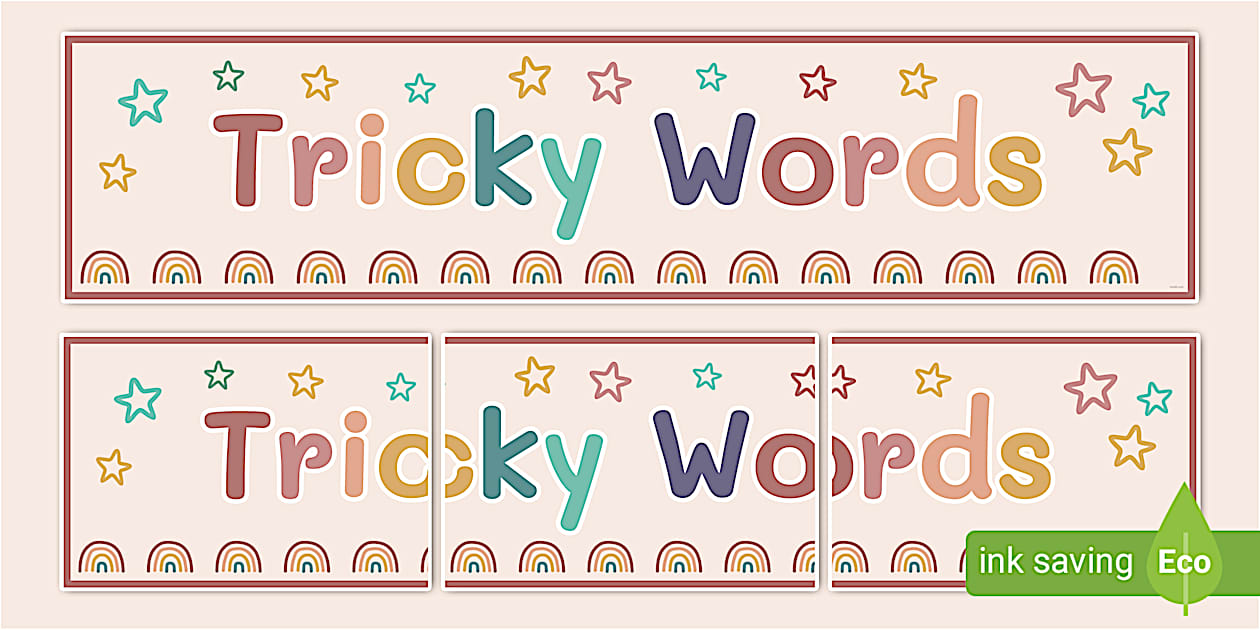 Muted Rainbow Tricky Words Banner (teacher made) - Twinkl
