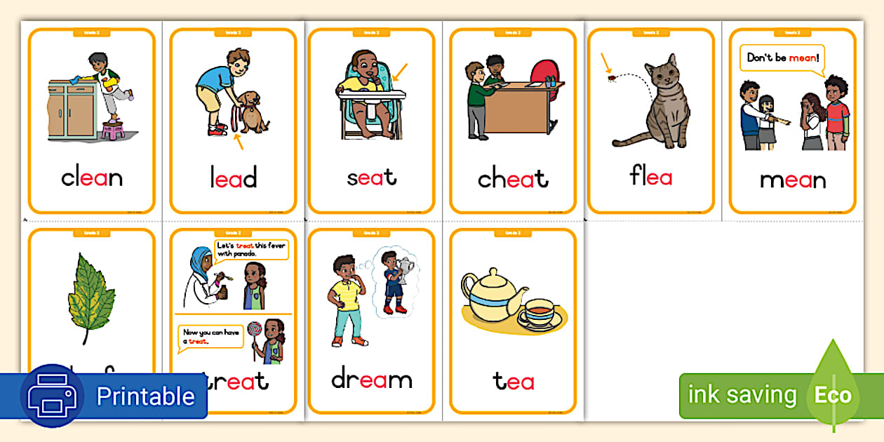 Grade 2 Phonics: ea Flashcards (teacher made) - Twinkl