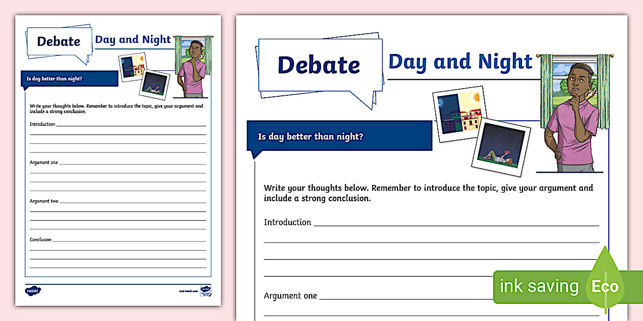 Day or Night? Debate Writing Frame (teacher made) - Twinkl