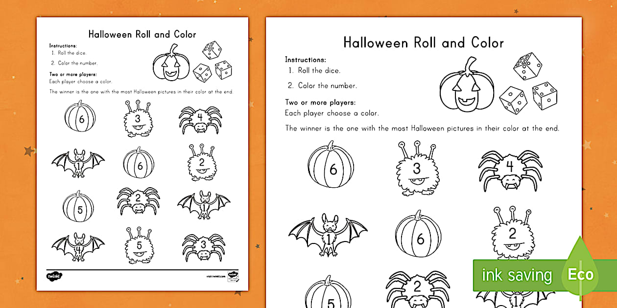 Halloween Roll and Color Dice Game | Math Resource | Twinkl