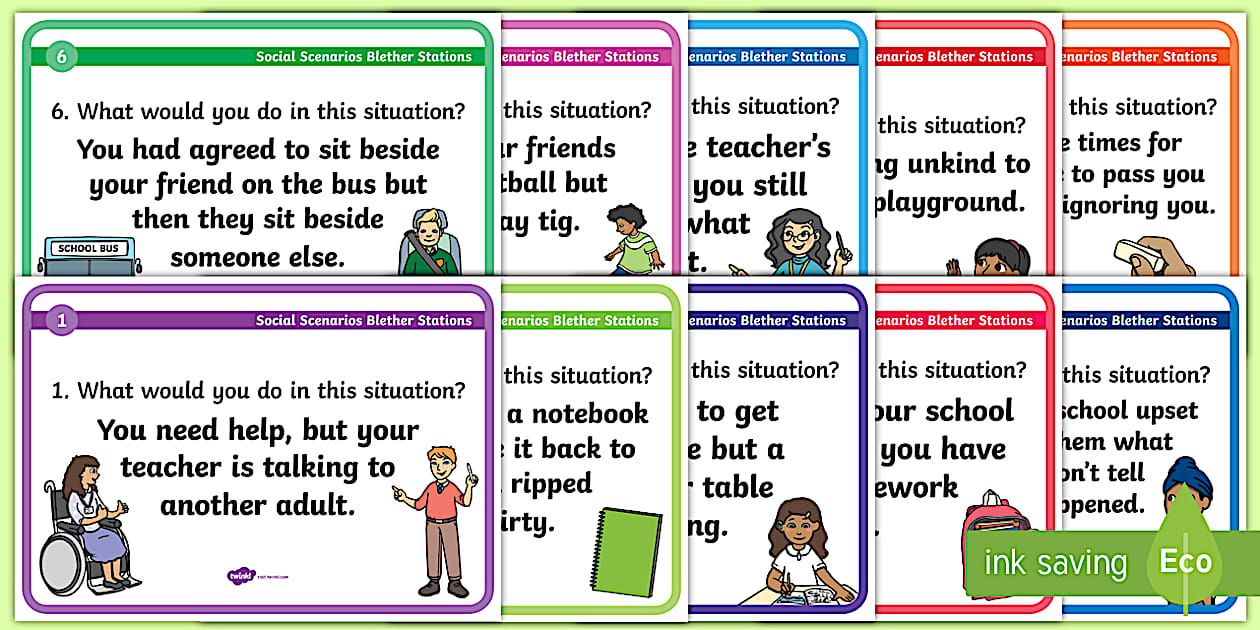 Social Scenarios Blether Stations (teacher made) - Twinkl