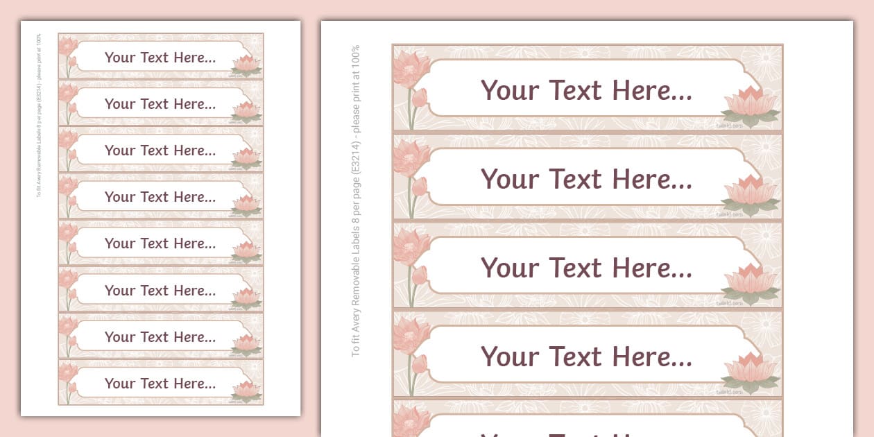 Lotus Themed Editable Tray Labels - Twinkl