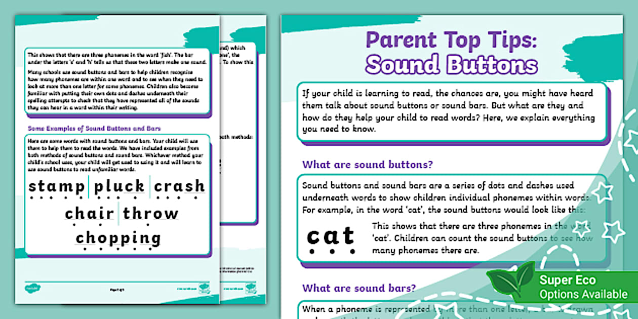 Parent Top Tips: Sound Buttons Guide (teacher made) - Twinkl