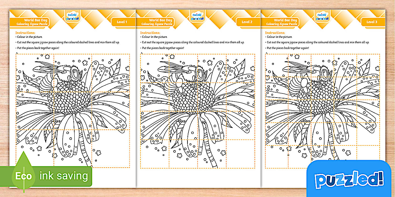 World Bee Day Bee Colouring Jigsaw (Teacher-Made) - Twinkl