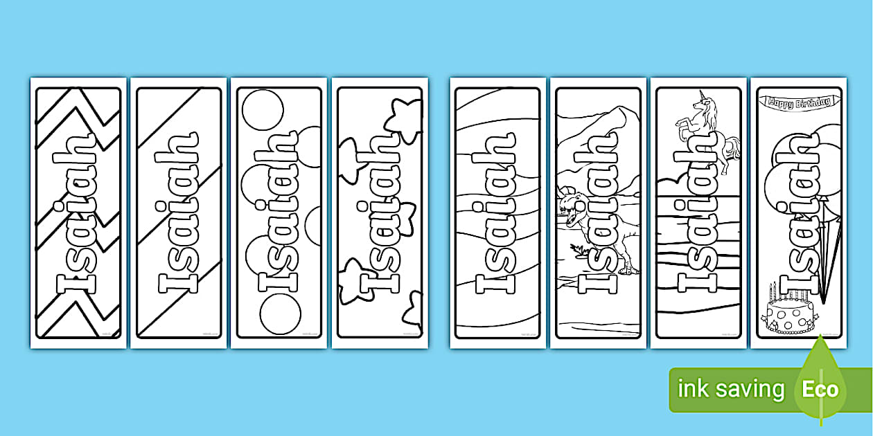 Isaiah Name Simple Colouring Bookmarks (teacher made)