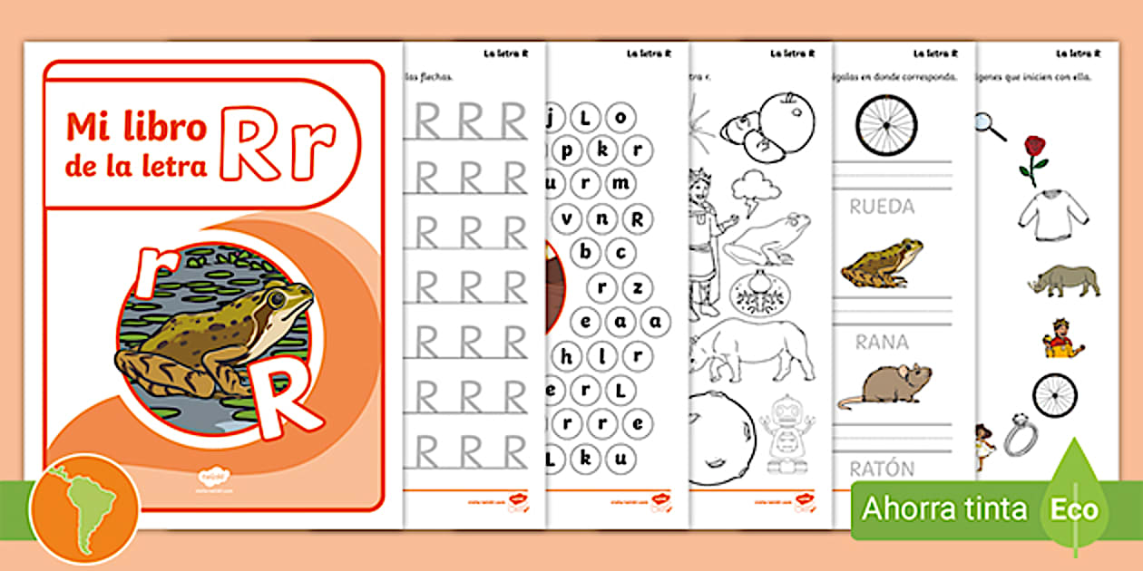 Mi libro de la letra r- Guía de trabajo - Twinkl