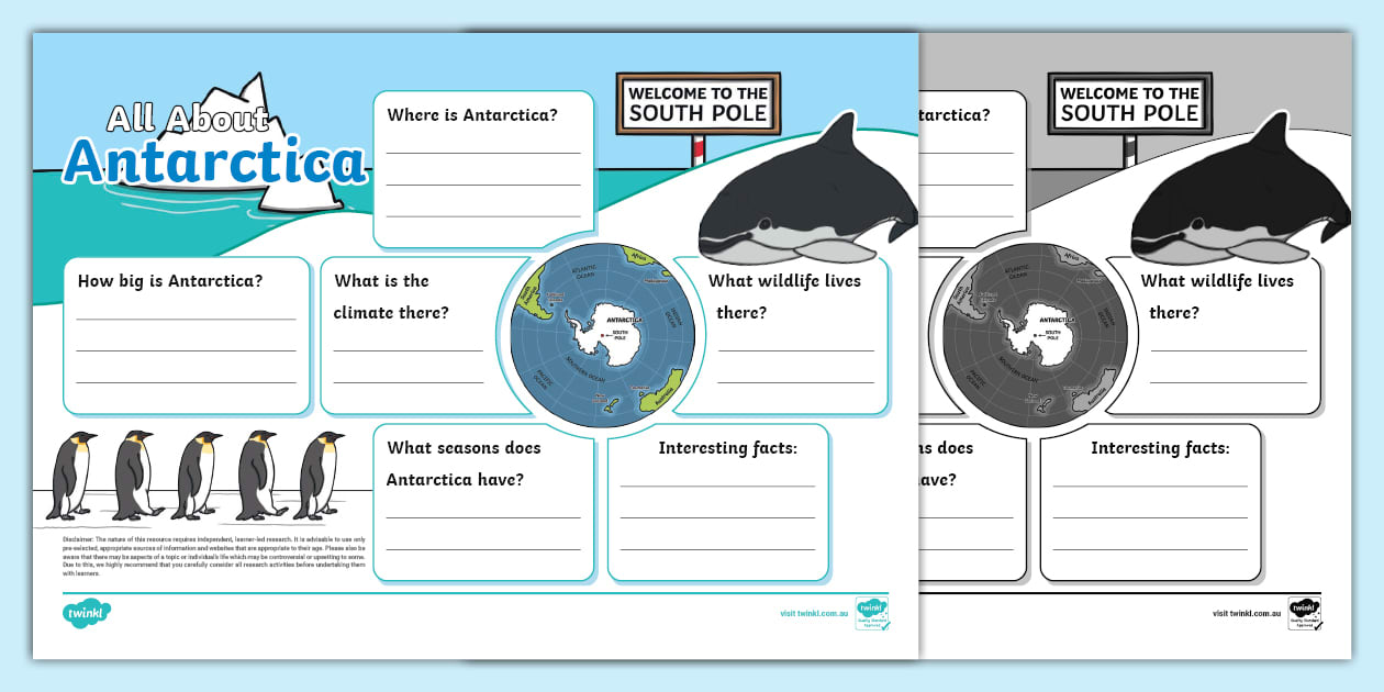 All About Antarctica Fact File Template - Twinkl