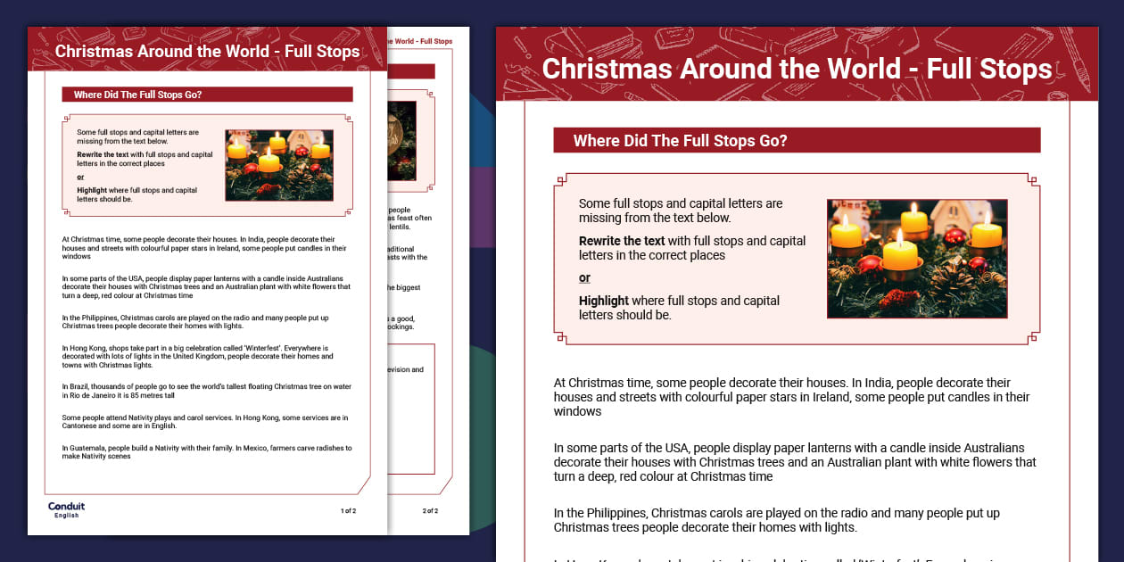 Reinforcing Punctuation: Christmas Themed Full Stop Activity