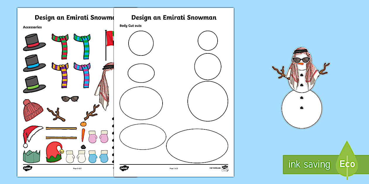 Design an Arab Snowman Worksheet / Worksheet (teacher made)