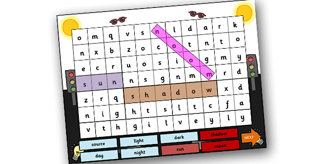 Light and Dark Interactive Wordsearch PowerPoint-light and dark ...