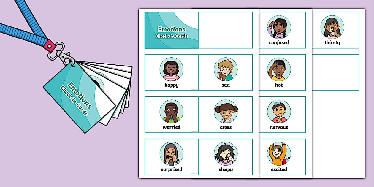 Lanyard-Sized Emotions Check-In Cards | Twinkl - Twinkl Lanyard-Sized Emotions Check-In Cards | Twinkl - Twinkl