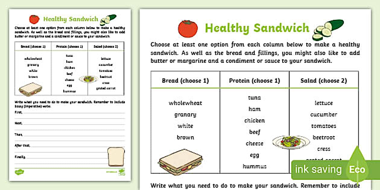 Healthy Sandwich Making Activity for Kindergarten | Twinkl