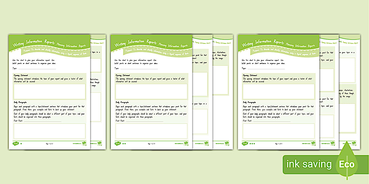 Level 3 Writing: Information Report - Planning Sheet