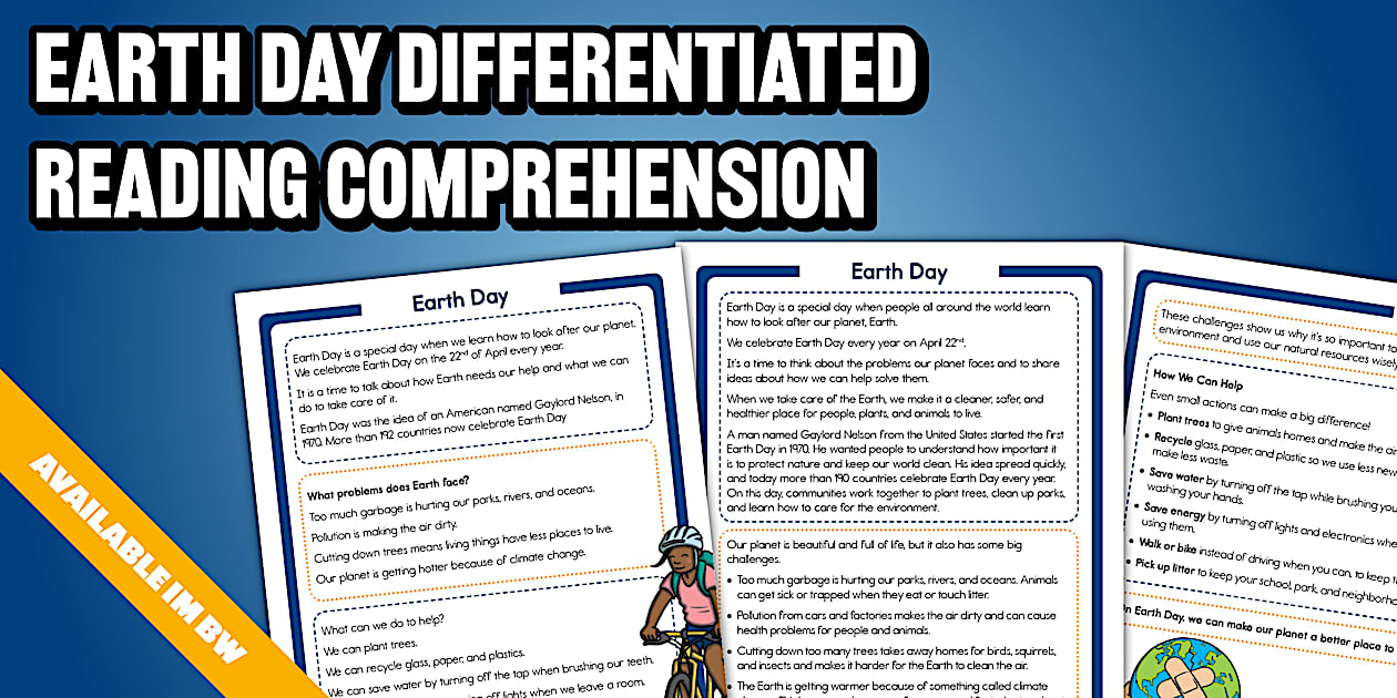 Earth Day Reading Comprehension Grades 1-3