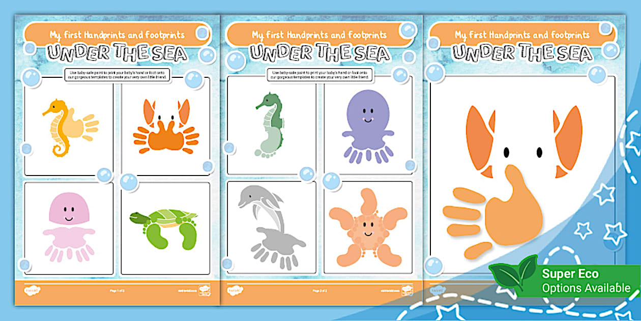 Sea-Themed Hand and Footprint Art Activity - Twinkl